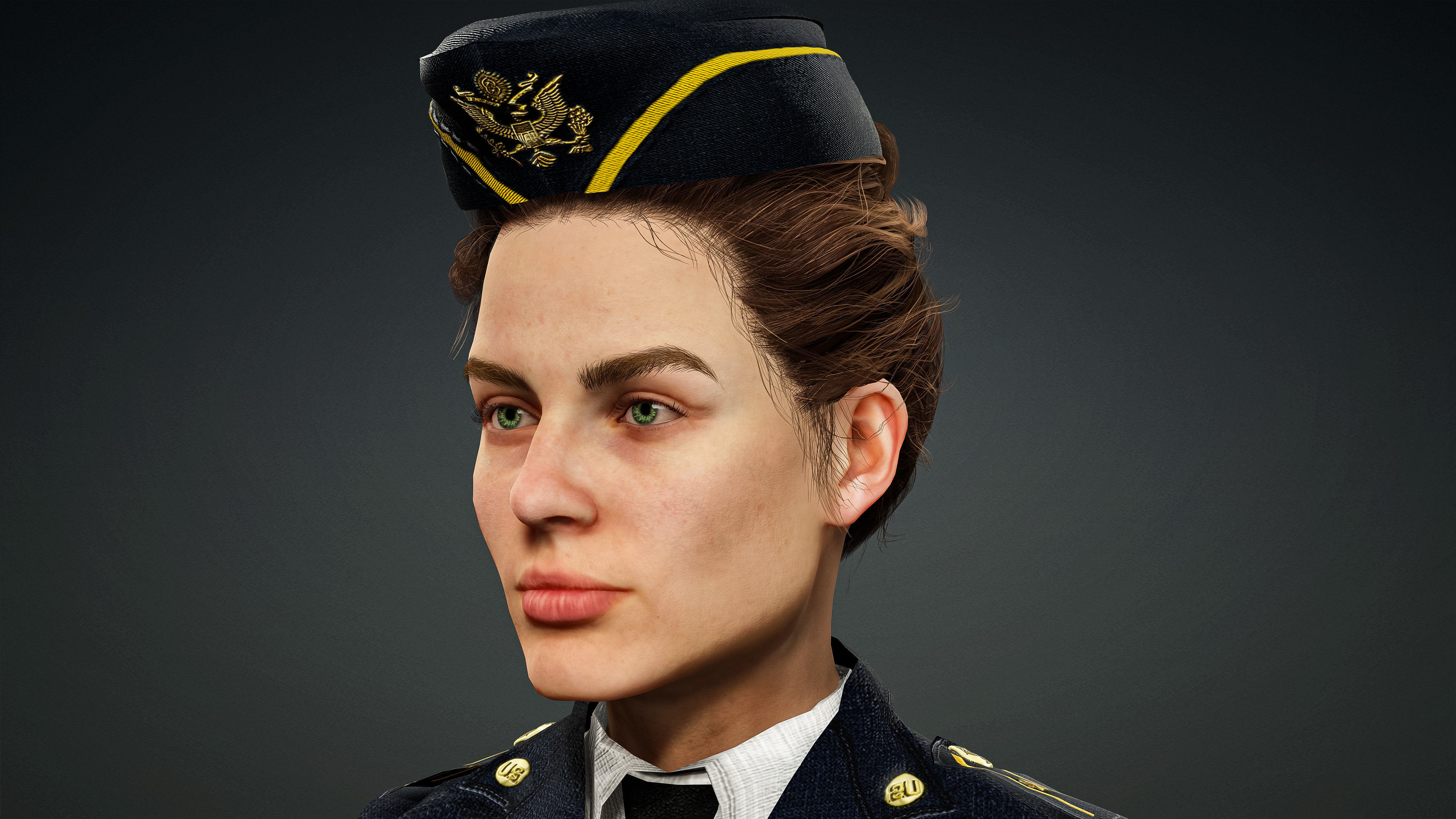 3D model High Quality Realistic Female Police Officer Blue Suit VR / AR ...