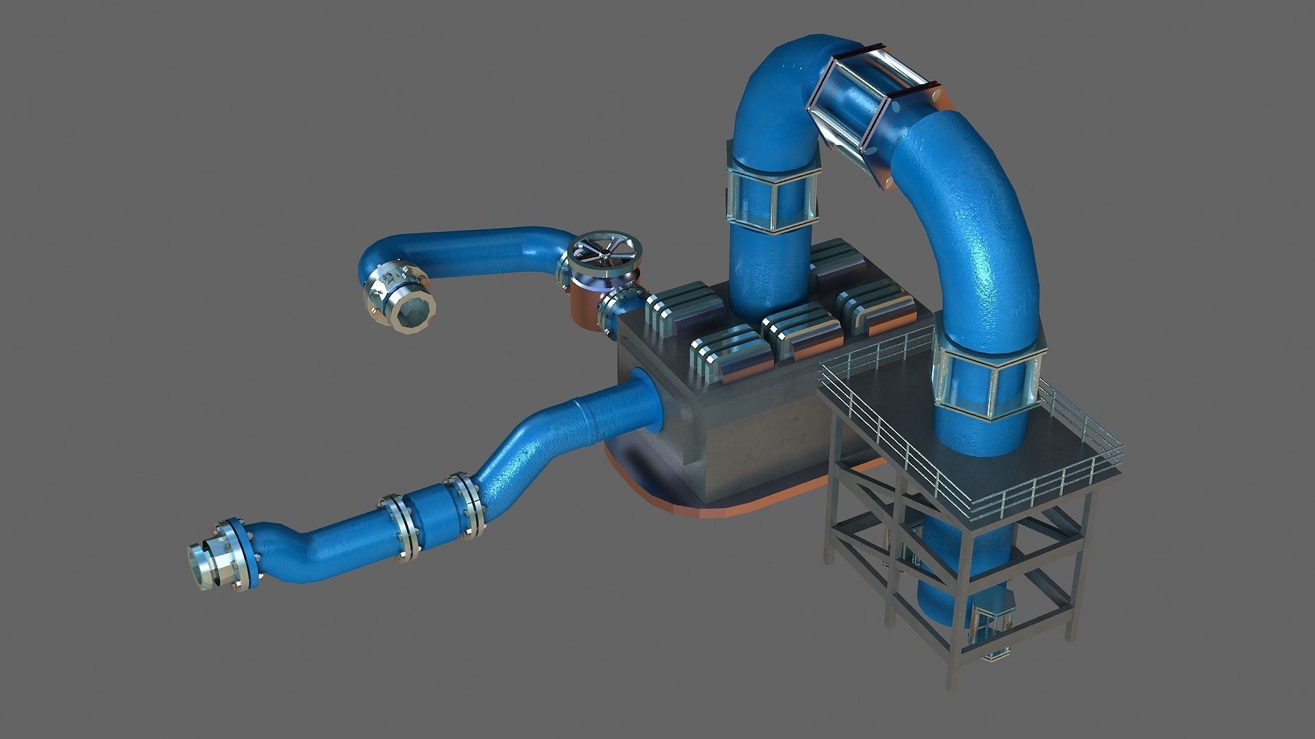 realistic Industrial pipes pipe tube tubes iron metal Valve 3D model ...