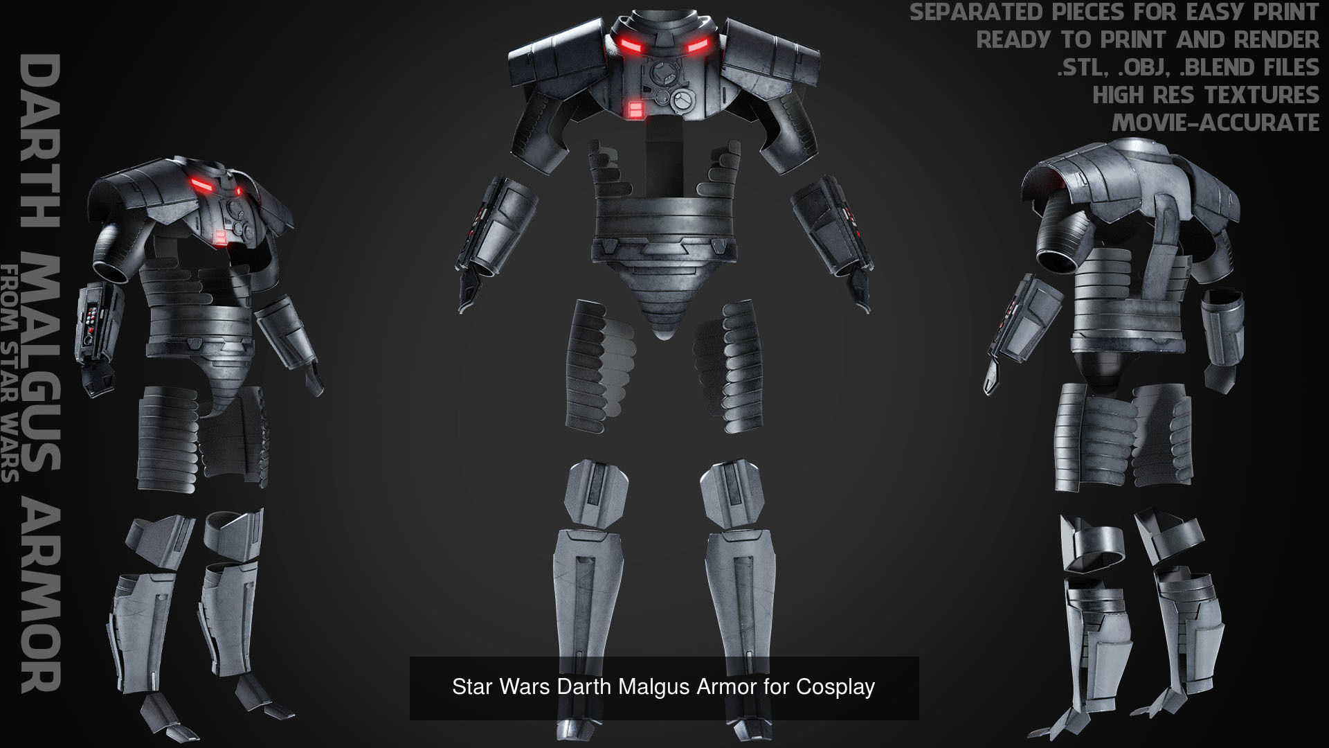 Star Wars Darth Malgus Full Armor and Lightsaber for Cosplay 3D Model ...