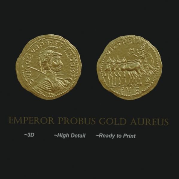 Golden Aureus of Emperor Probus Roman Coin 3D model | CGTrader