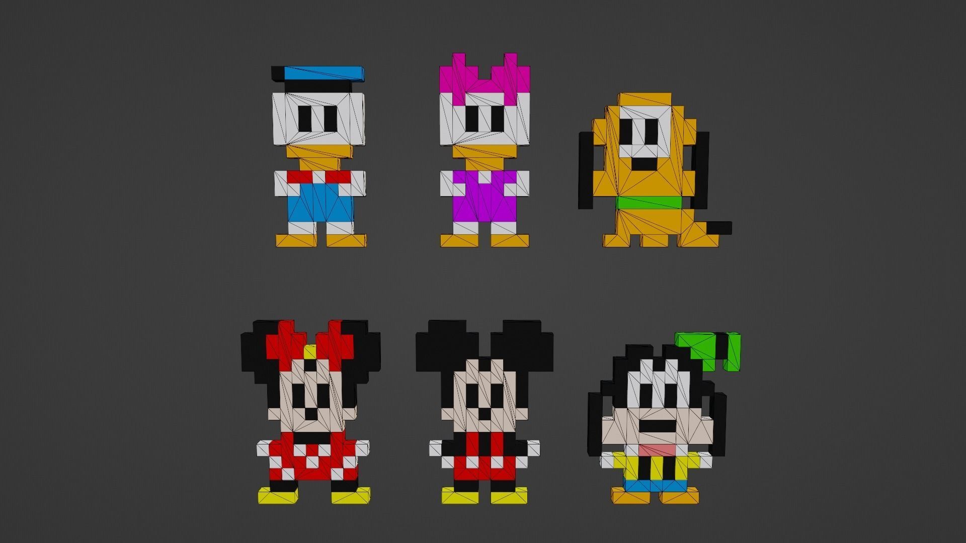3D model Mickey Mouse Friends Pixel VR / AR / low-poly | CGTrader
