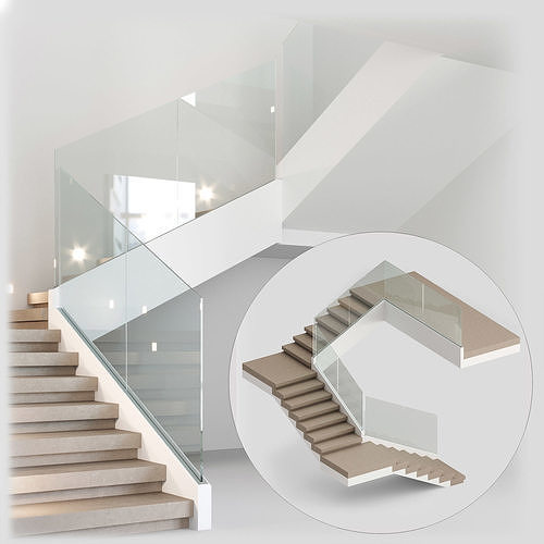 Modern interior stair 15 3D model | CGTrader