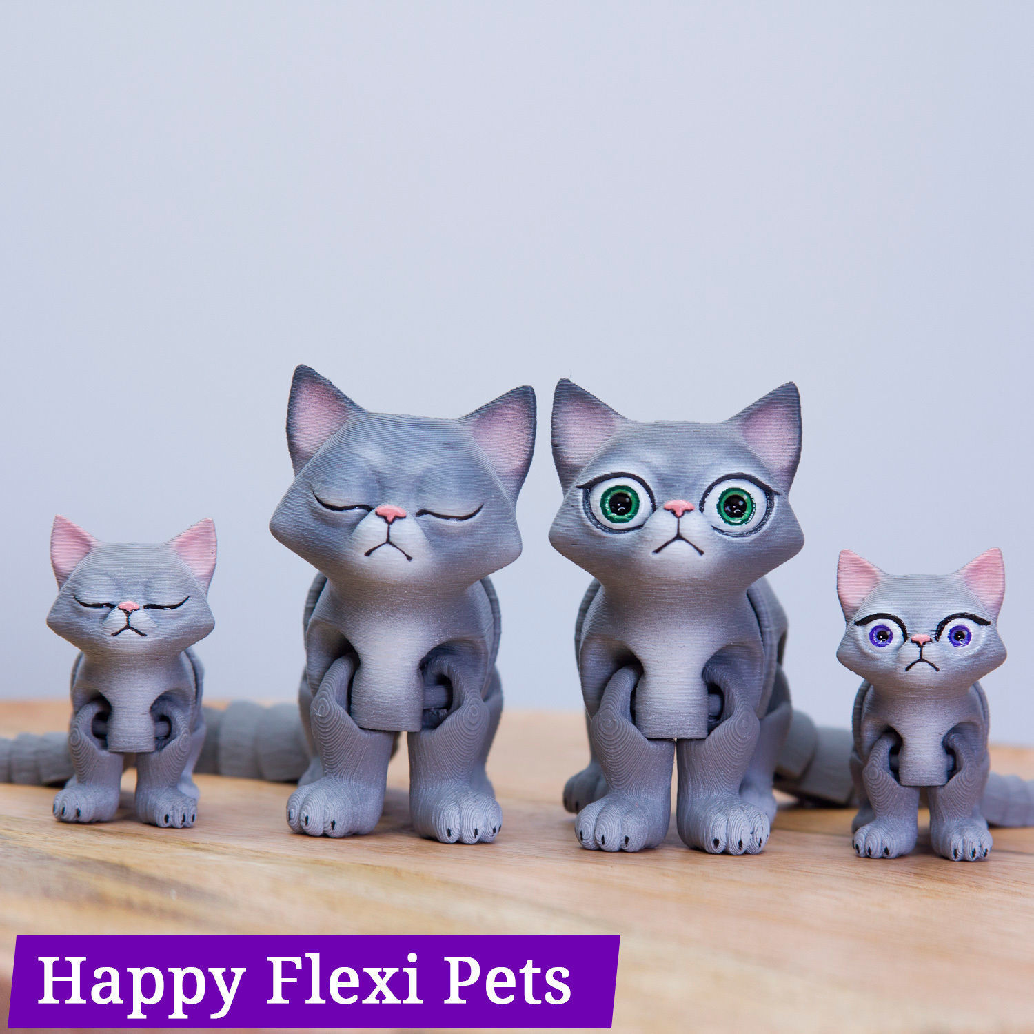 Busya the articulated print in place toy cat 3D model 3D printable ...