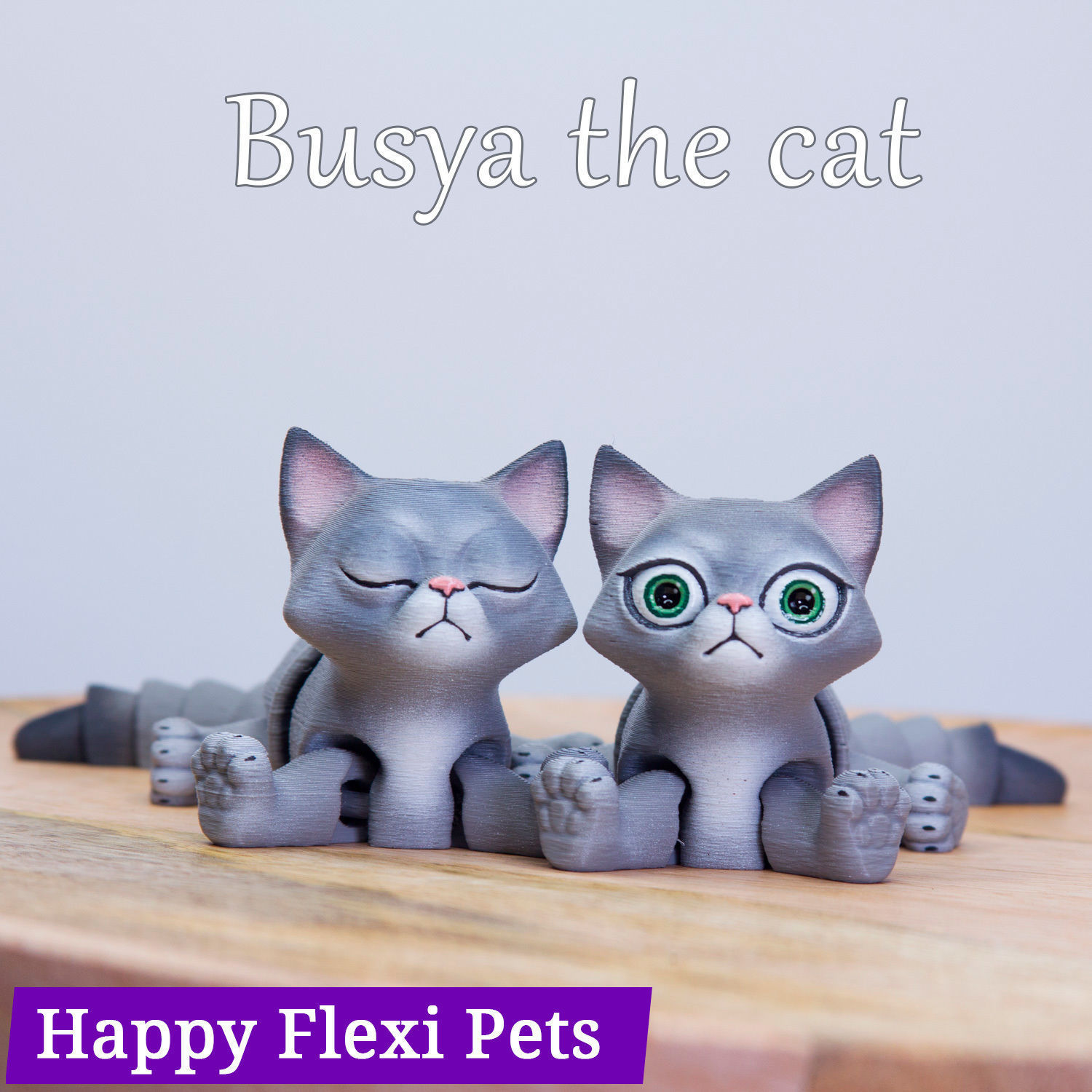 Busya the articulated print in place toy cat 3D model 3D printable ...