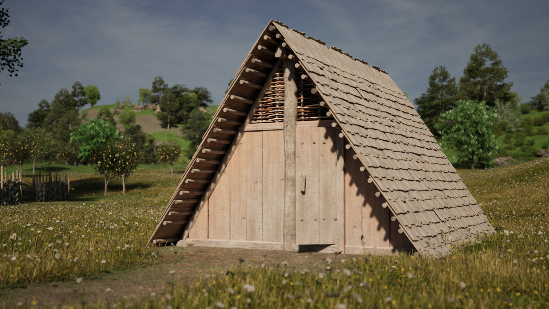 3D model Enterable medieval pit house VR / AR / low-poly | CGTrader