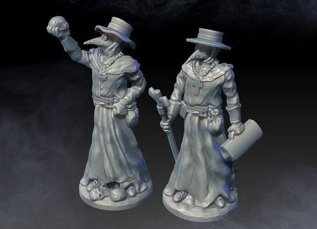 Miniatures Plague Doctors 3D Printed Characters 3D model 3D printable ...
