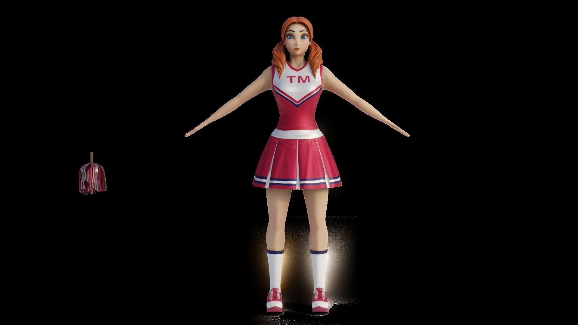 3D model Cartoon Cheerleader Rigged Animated Blender with Unity VR / AR ...