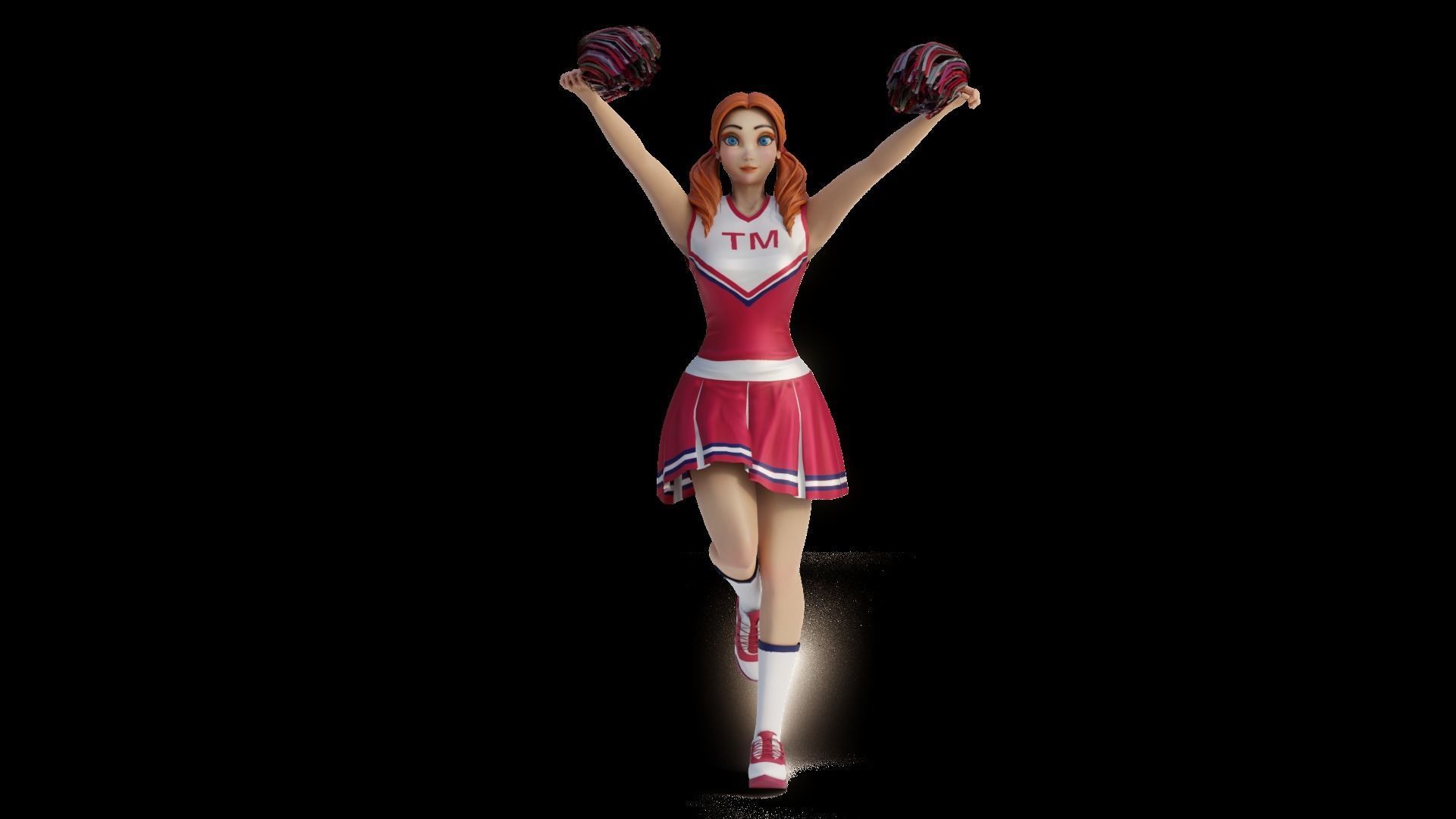 3D model Cartoon Cheerleader Rigged Animated Blender with Unity VR / AR ...