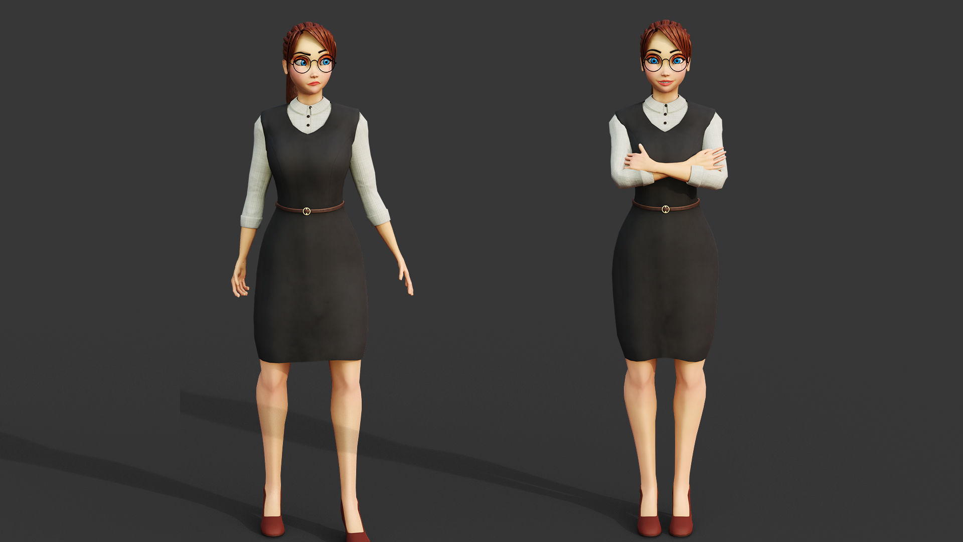 3D model Cartoon Office Girl Rigged Animated Blender with Unity VR / AR ...