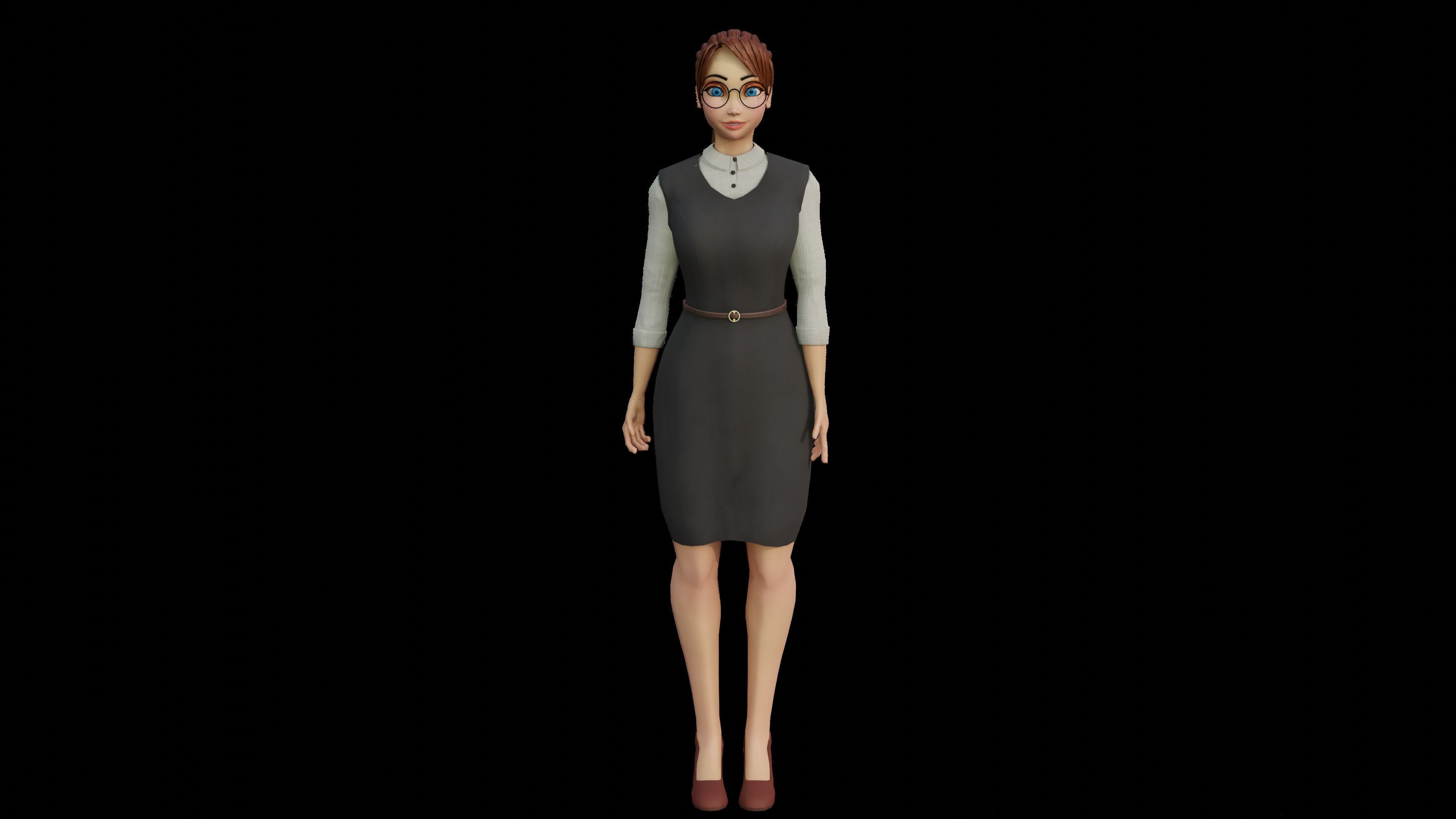 3D model Cartoon Office Girl Rigged Animated Blender with Unity VR / AR ...