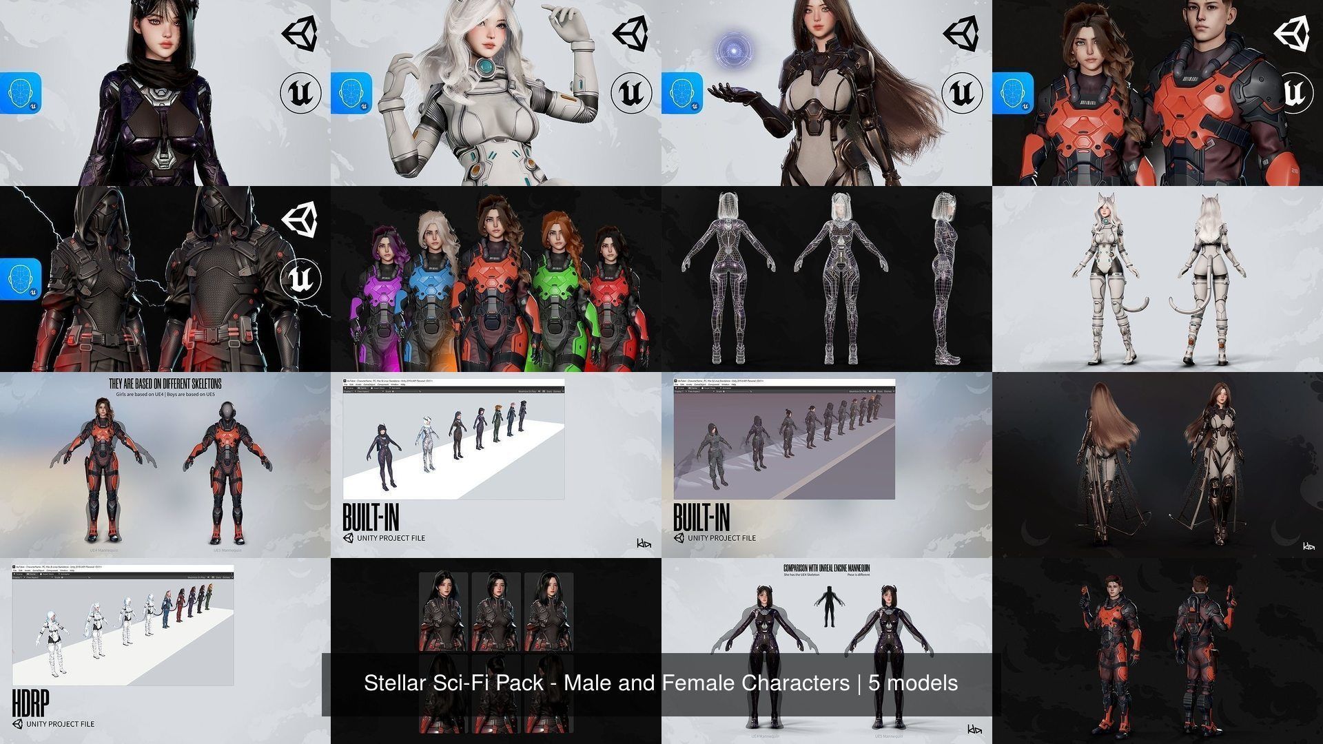 3D Model Collection Stellar Sci-Fi Pack - Male and Female Characters VR / AR / low-poly | CGTrader