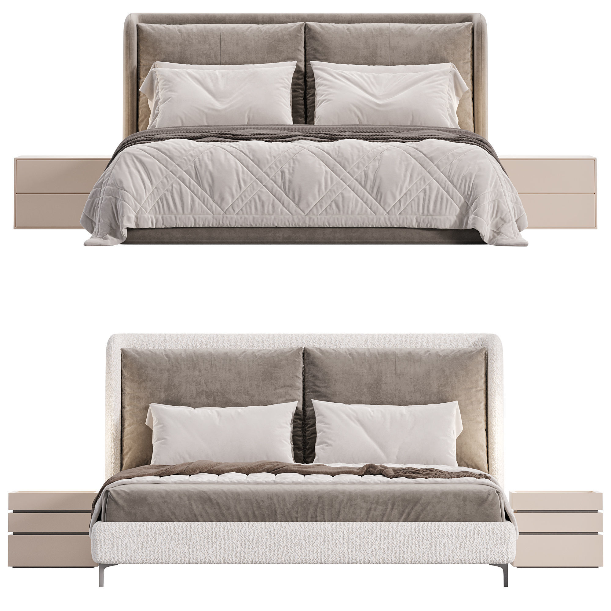 Panel Modern Bed with Headboard Included 3D model | CGTrader
