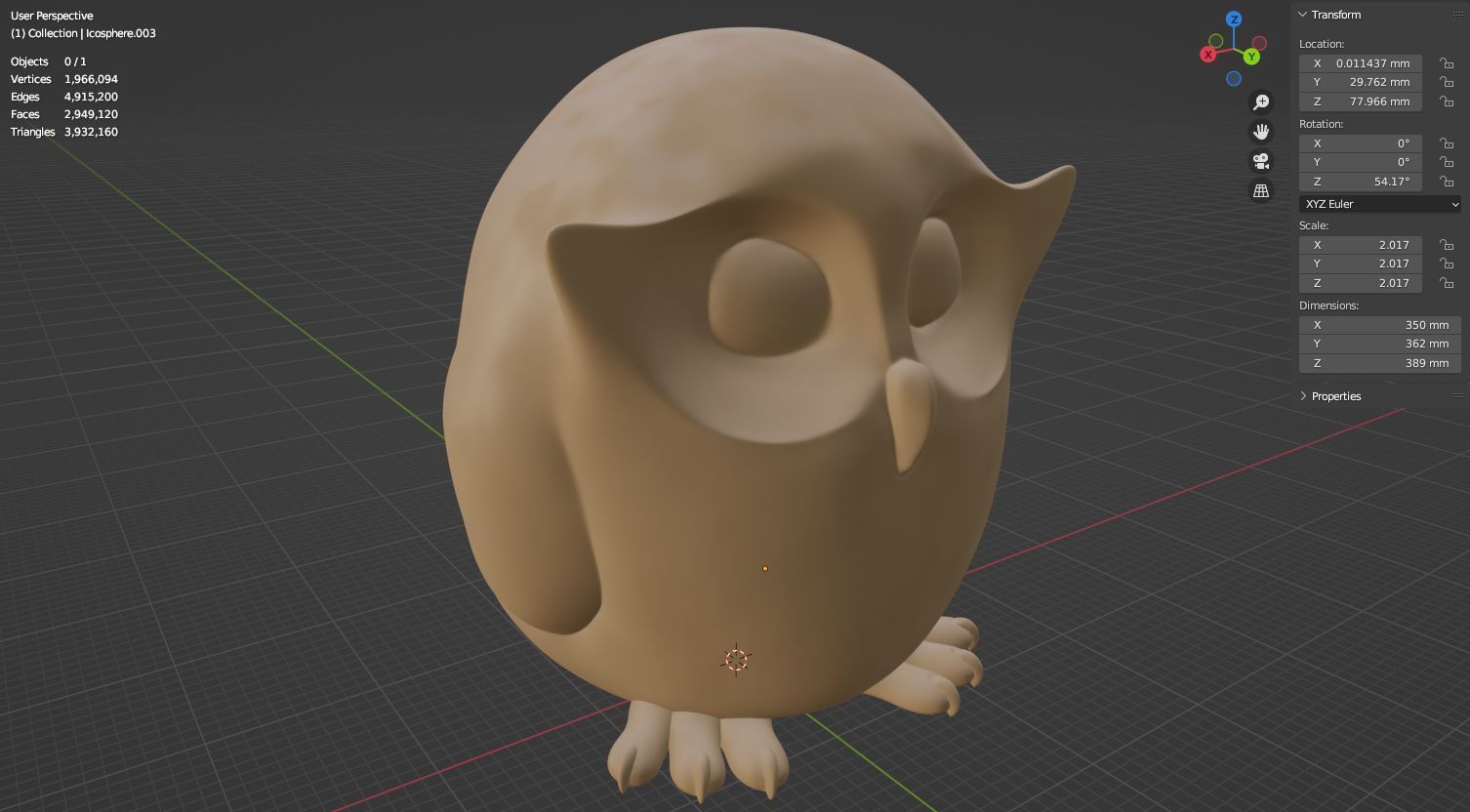 owl figurine 3D model for 3D print sculpting 3D model 3D printable ...