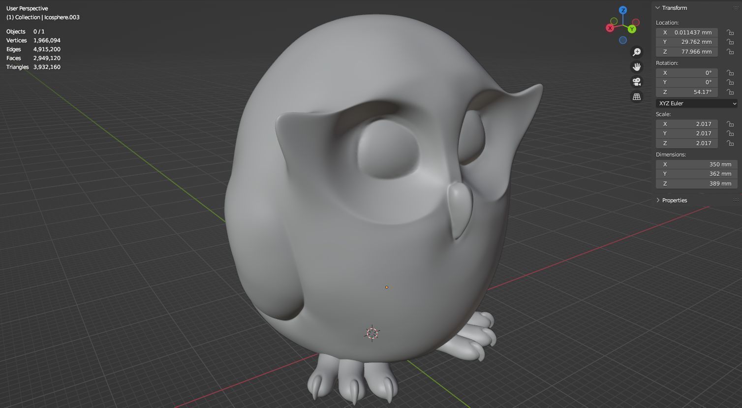 owl figurine 3D model for 3D print sculpting 3D model 3D printable ...