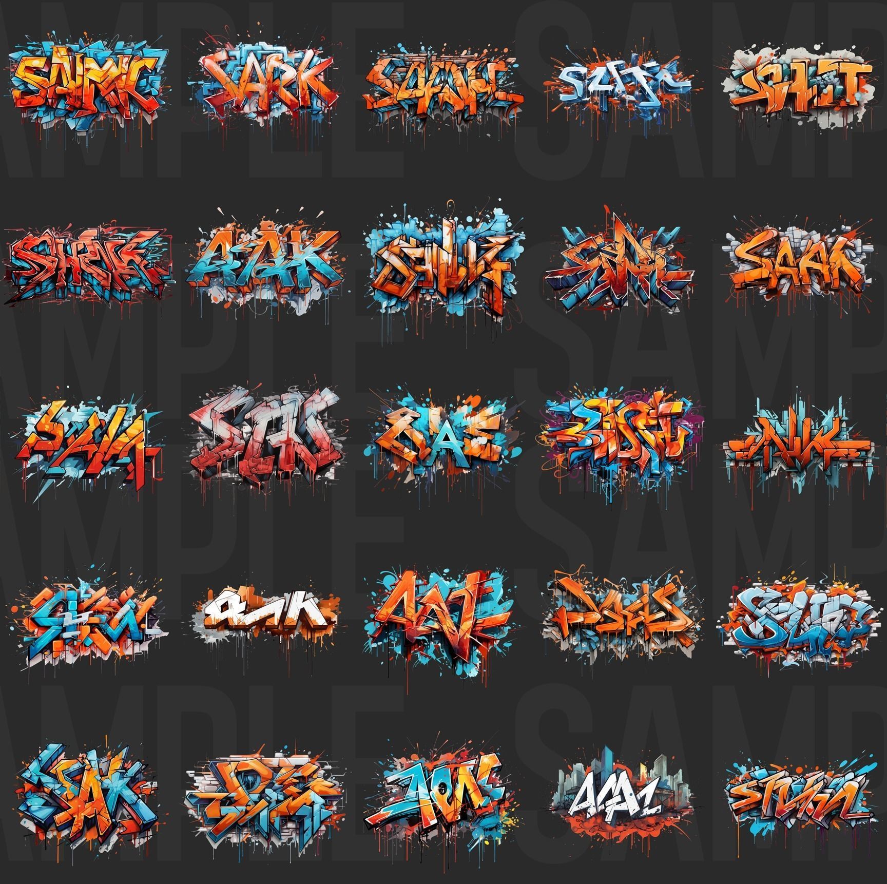 Texture 25 Street Graffiti Textures Decal Pack VR / AR / low-poly ...