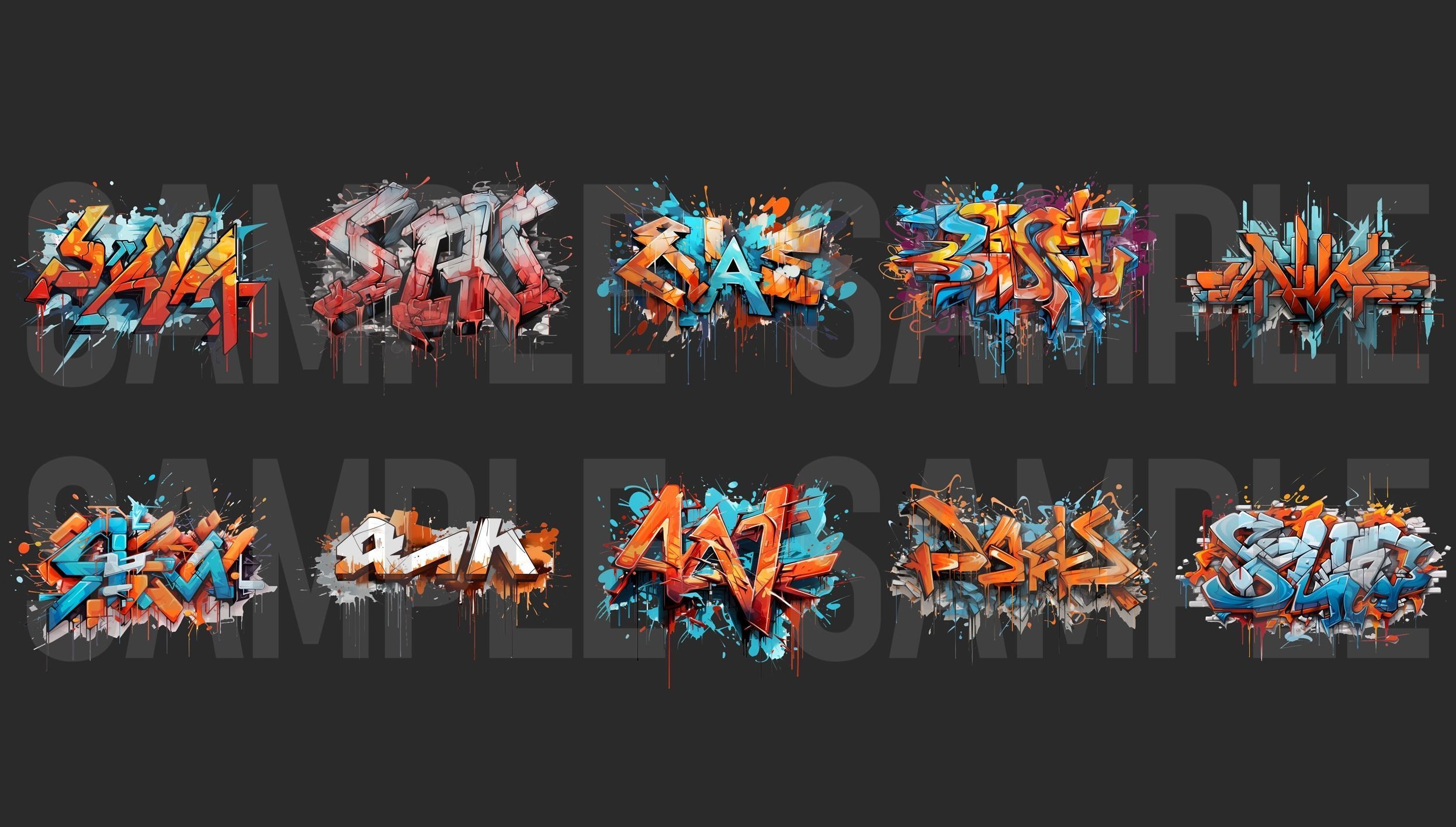 Texture 25 Street Graffiti Textures Decal Pack VR / AR / low-poly ...