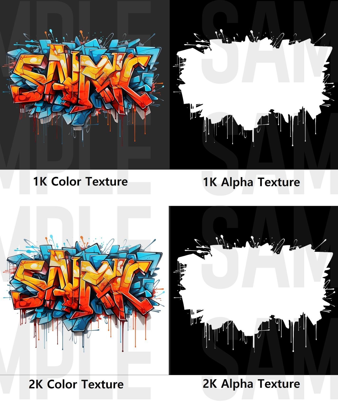 Texture 25 Street Graffiti Textures Decal Pack VR / AR / low-poly ...