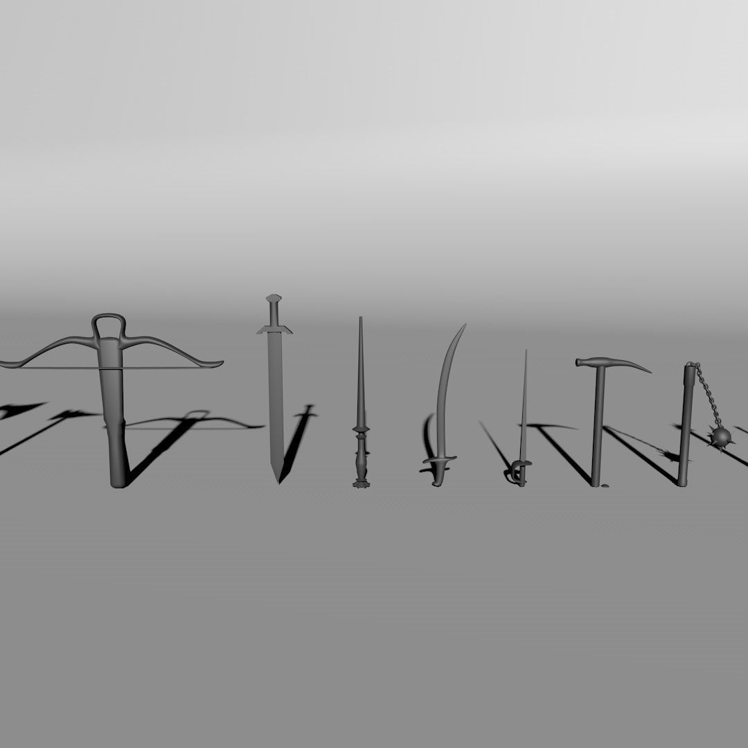 42 Weapons for DnD 3D model 3D printable | CGTrader