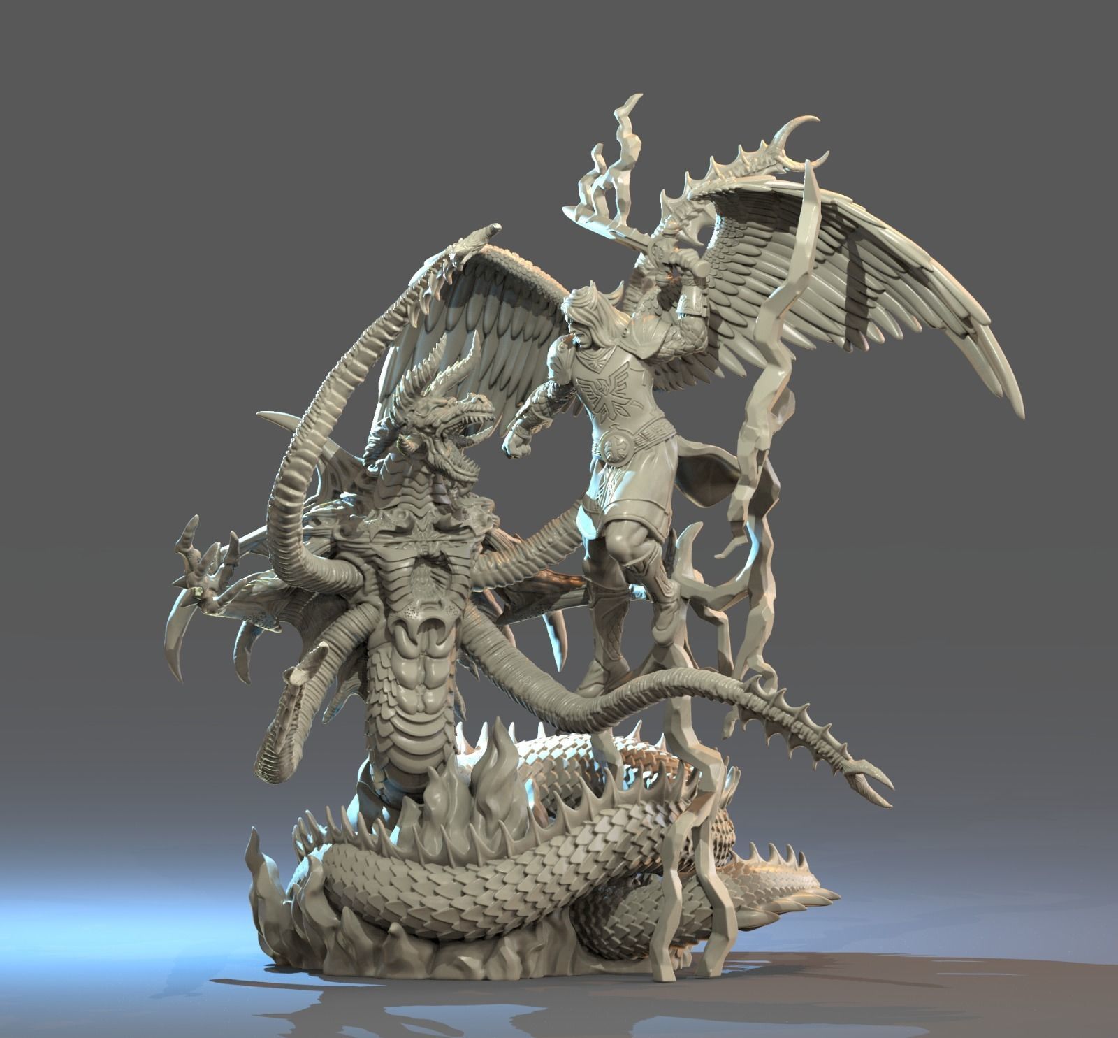 Michael vs Satan 3D Printing Masterpiece 3D model 3D printable | CGTrader