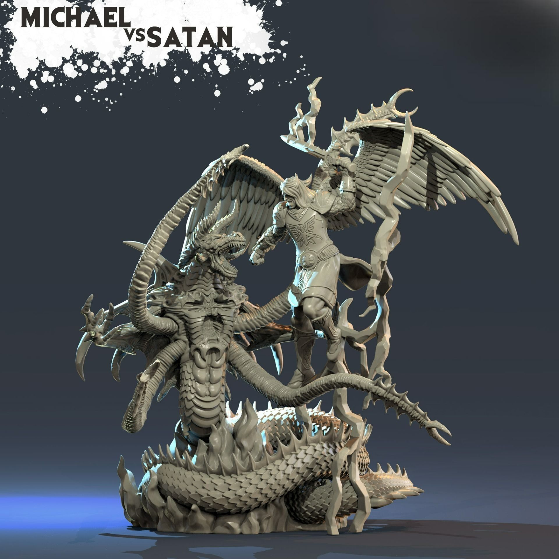 Michael vs Satan 3D Printing Masterpiece 3D model 3D printable | CGTrader