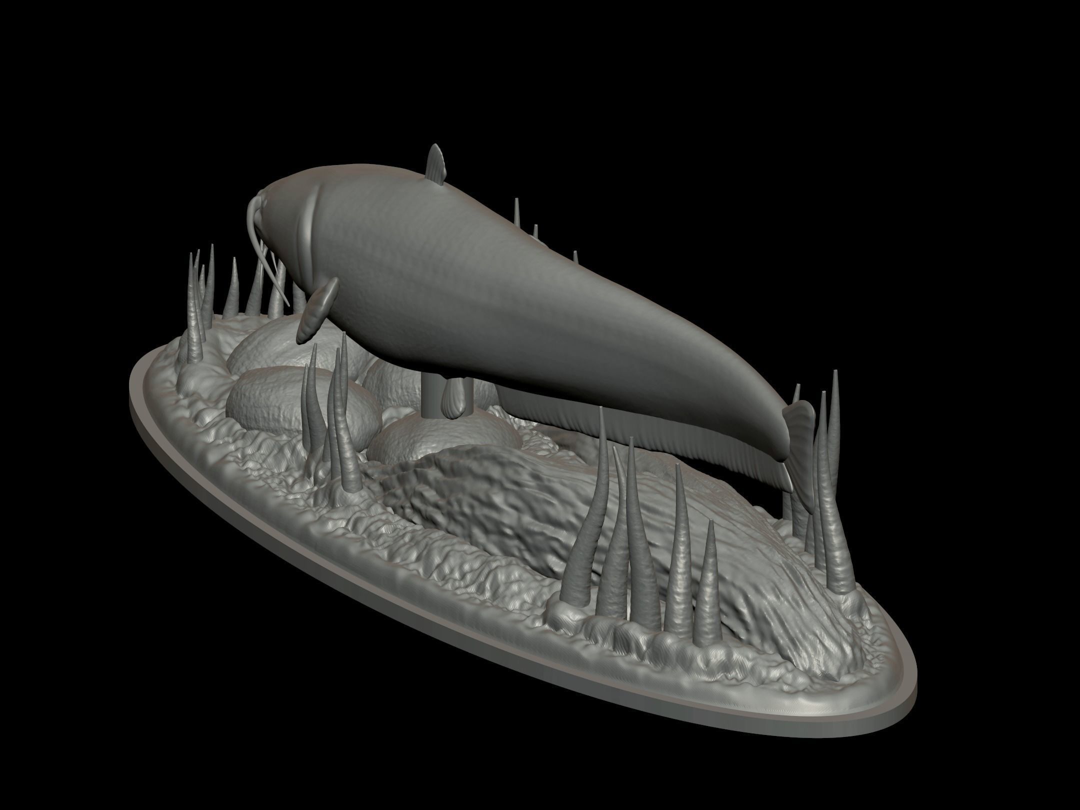 Catfish underwater statue detailed texture for 3D 3D model 3D printable ...