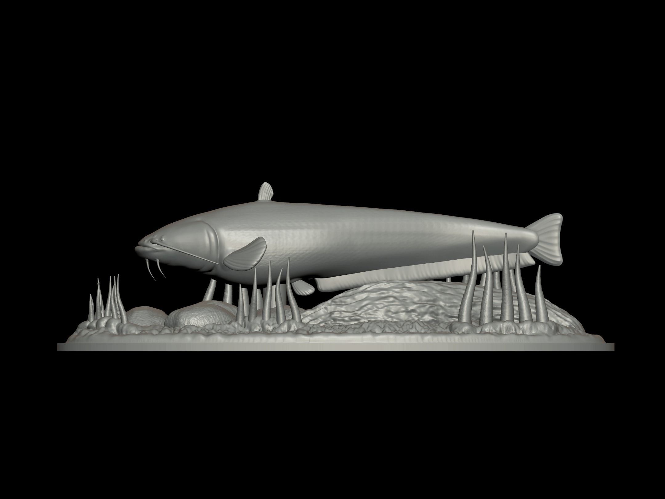 Catfish underwater statue detailed texture for 3D 3D model 3D printable ...