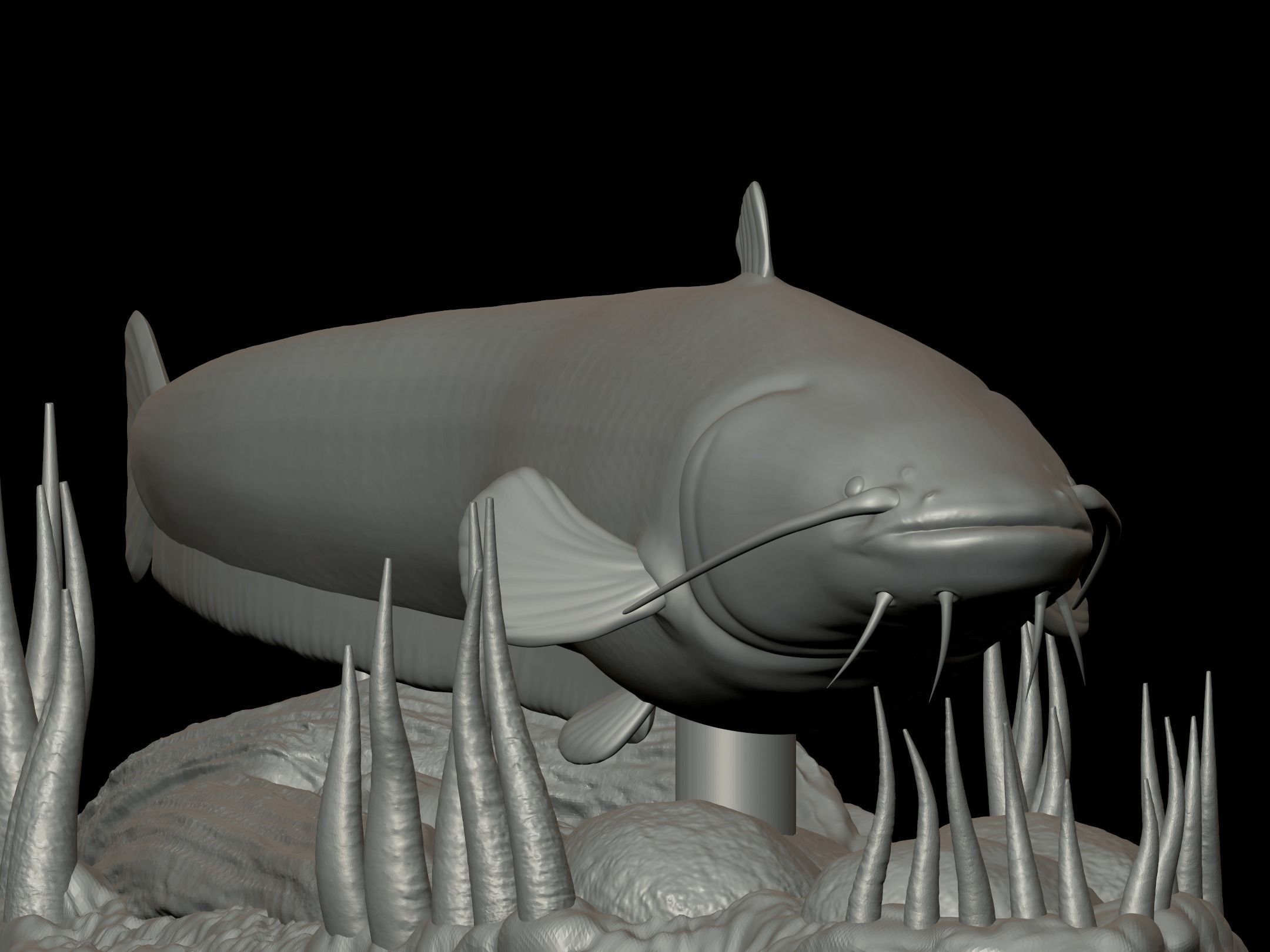 Catfish underwater statue detailed texture for 3D 3D model 3D printable ...
