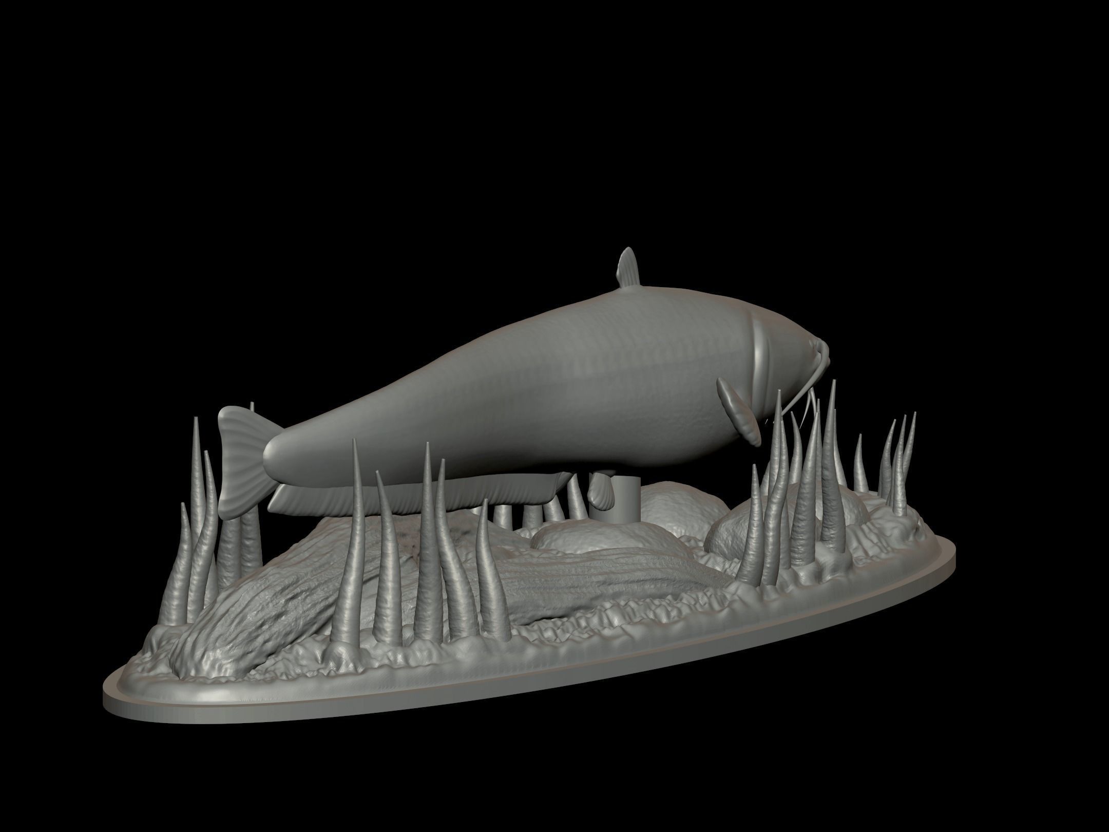 Catfish underwater statue detailed texture for 3D 3D model 3D printable ...