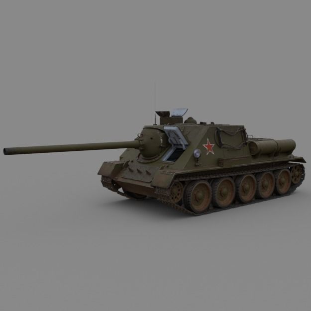 Su 100 tank destroyer Soviet Summer camo free 3D model | CGTrader