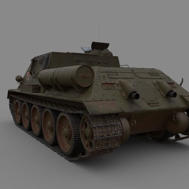 Su 100 tank destroyer Soviet Summer camo free 3D model | CGTrader