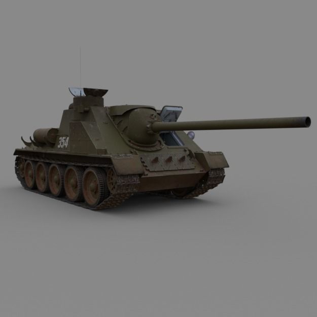 Su 100 tank destroyer Soviet Summer camo free 3D model | CGTrader
