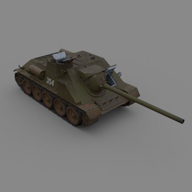 Su 100 tank destroyer Soviet Summer camo free 3D model | CGTrader