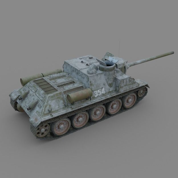 Su 100 tank destroyer Soviet Winter camo free 3D model | CGTrader