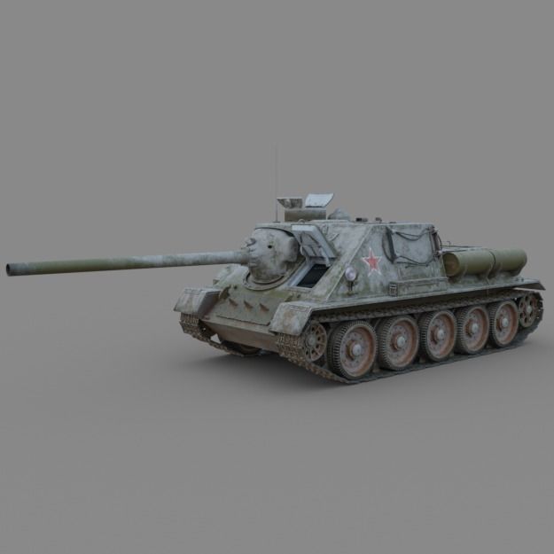 Su 100 tank destroyer Soviet Winter camo free 3D model | CGTrader