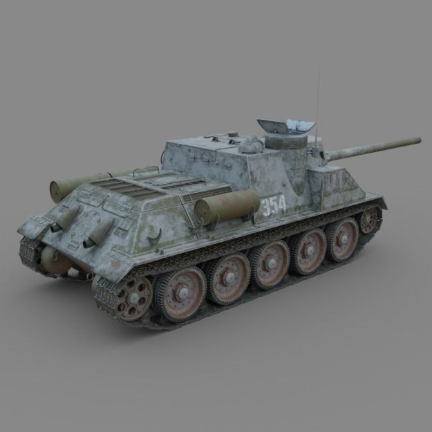 Su 100 tank destroyer Soviet Winter camo free 3D model | CGTrader