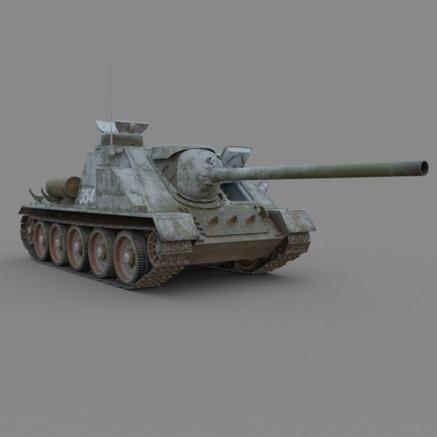 Su 100 tank destroyer Soviet Winter camo free 3D model | CGTrader