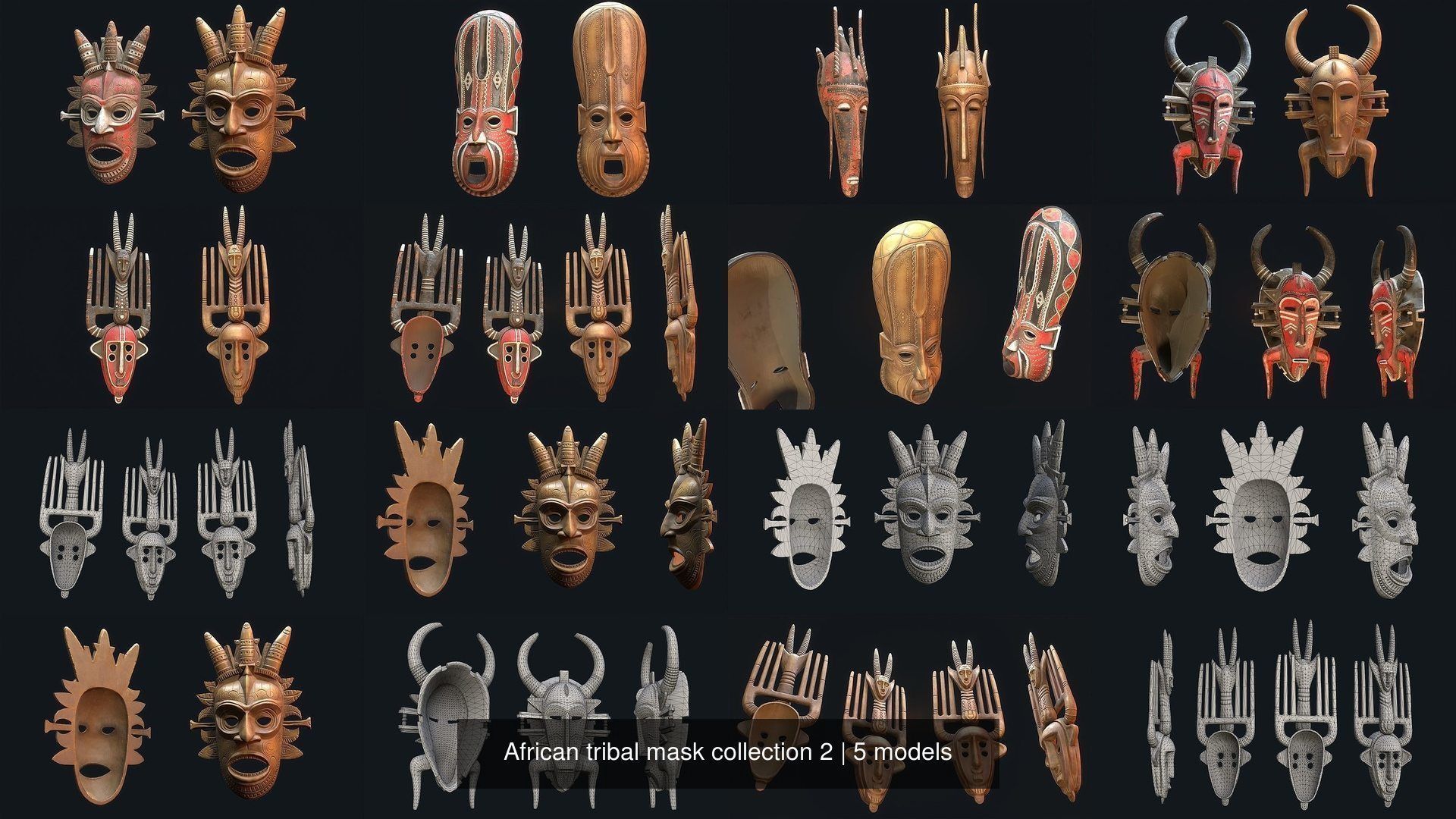 African tribal mask collection 2 VR / AR / low-poly | CGTrader