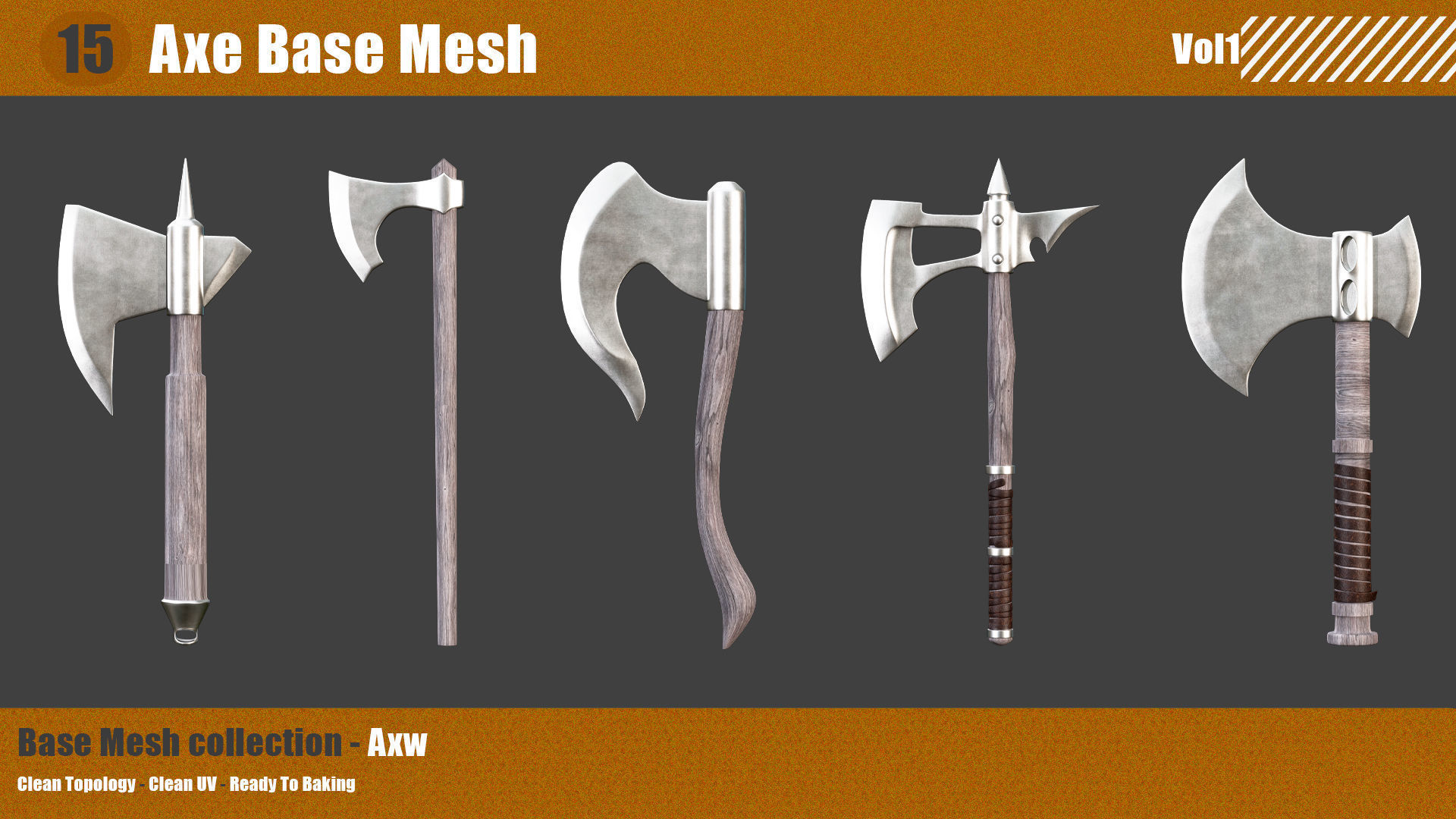 3D model 15 Base Mesh Axe VR / AR / low-poly | CGTrader