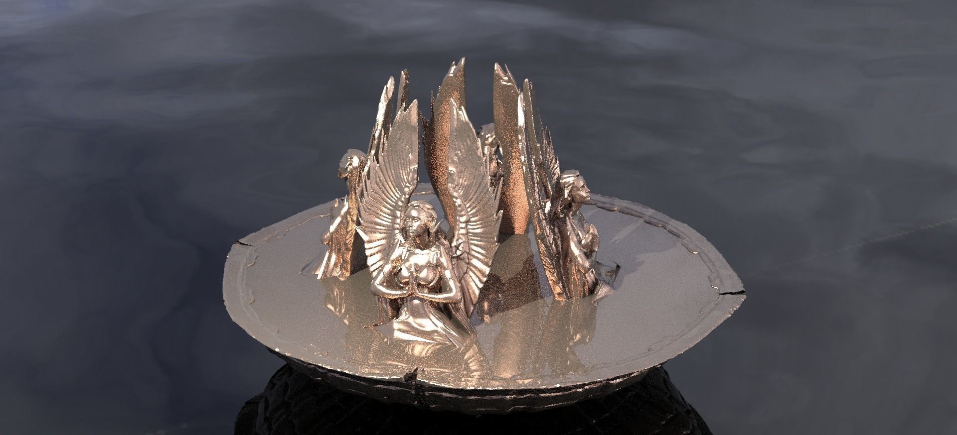 Gold Brushed preying base 3D model | CGTrader