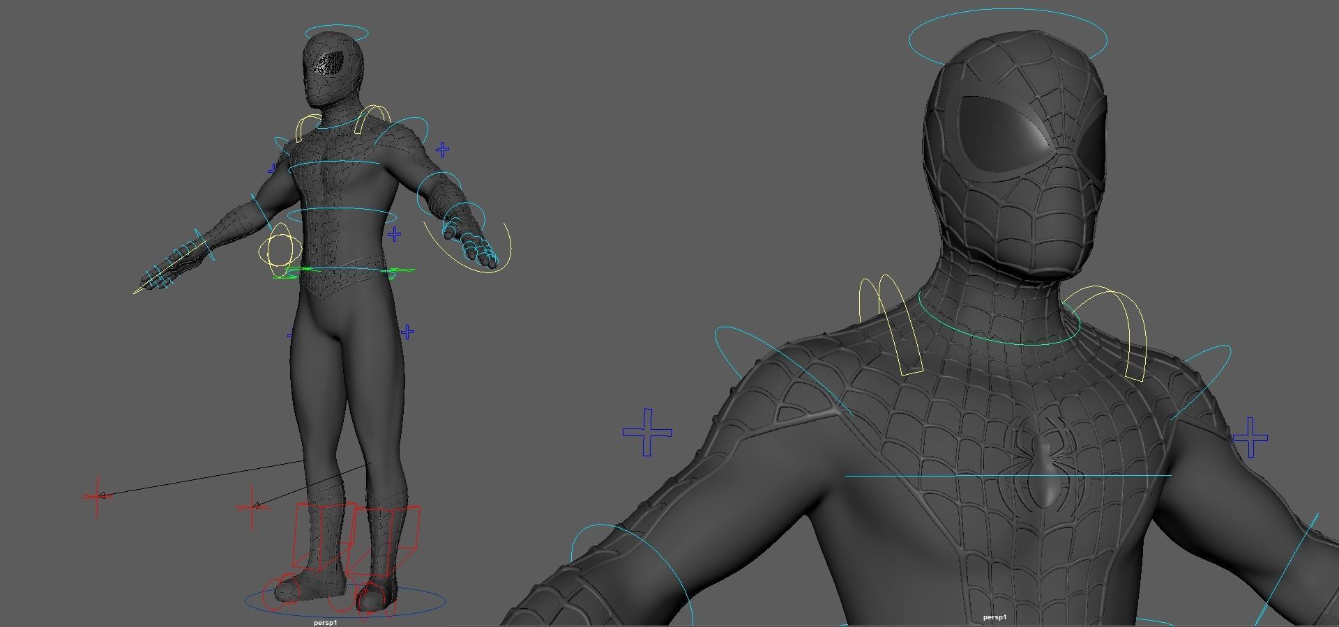 Spider-Man Rigged 3D Model Compatible with Maya 2023 3 and newer free ...