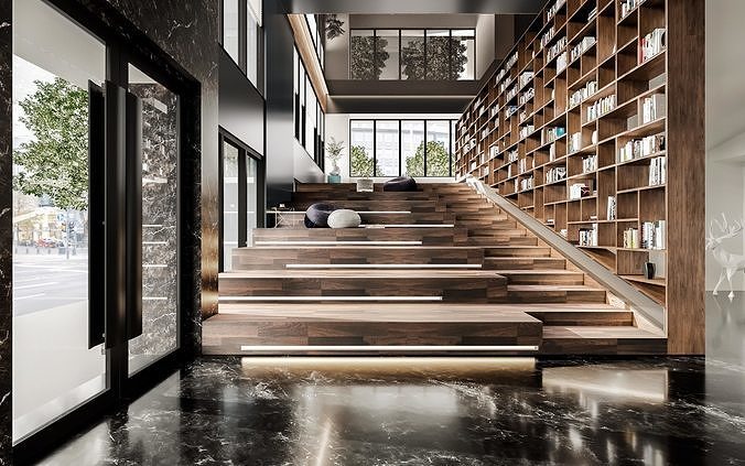 library Library Modern PUBLIC 3D model | CGTrader