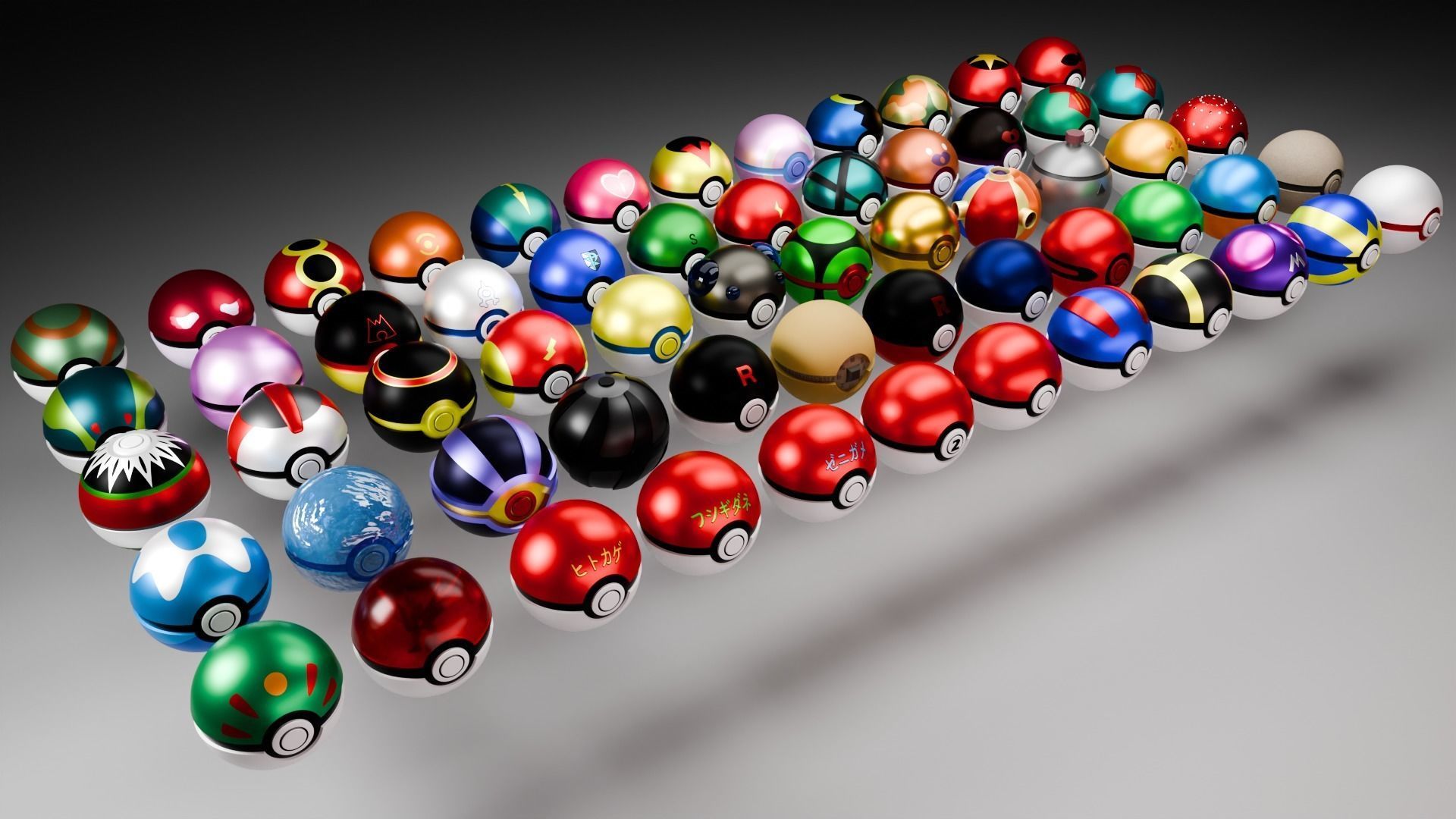 All the pokeballs 60 in total with textures 3D model | CGTrader