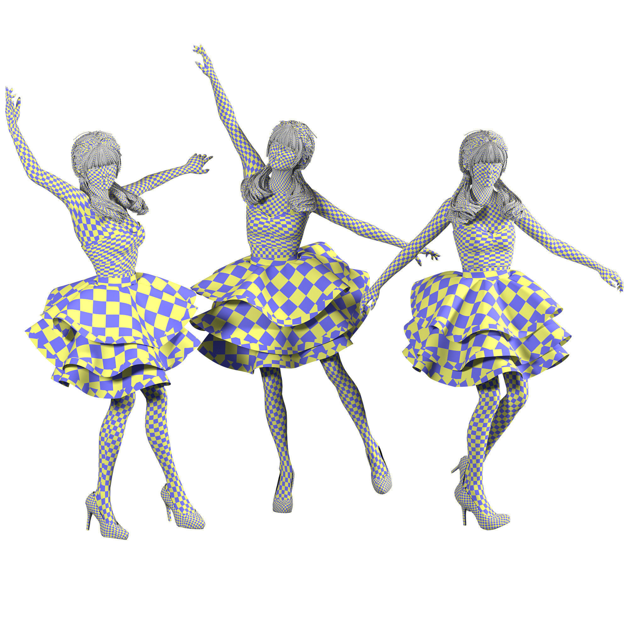 Asian Dancer with Party Dress 03 Poses 3D model | CGTrader