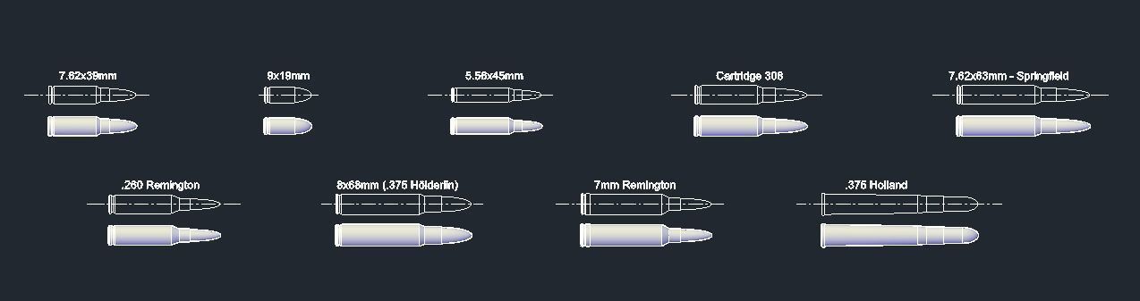 3D model Bullet Set - 3D Model - AutoCAD Version VR / AR / low-poly ...