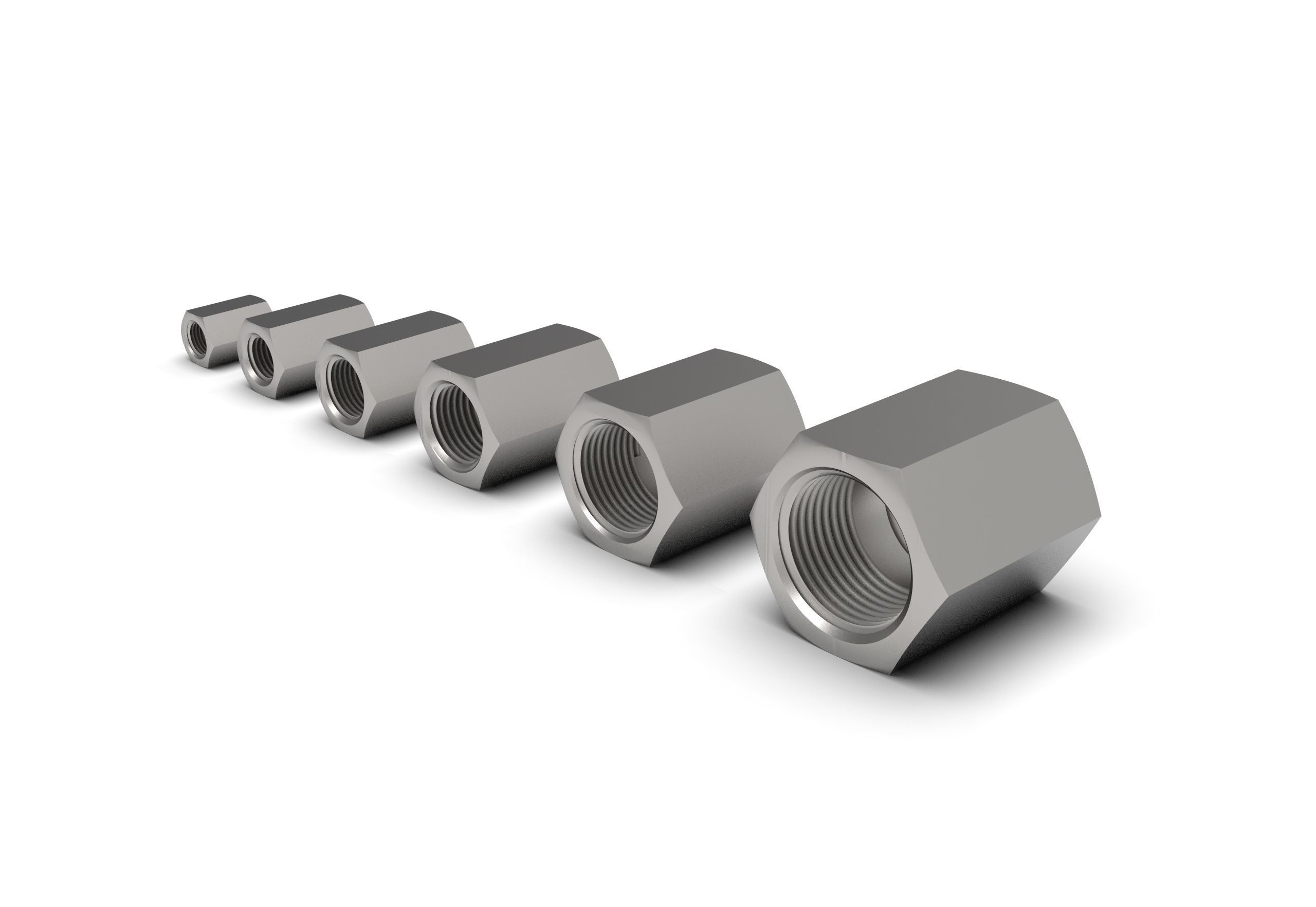Hex NPT pipe coupling collection 3D model | CGTrader