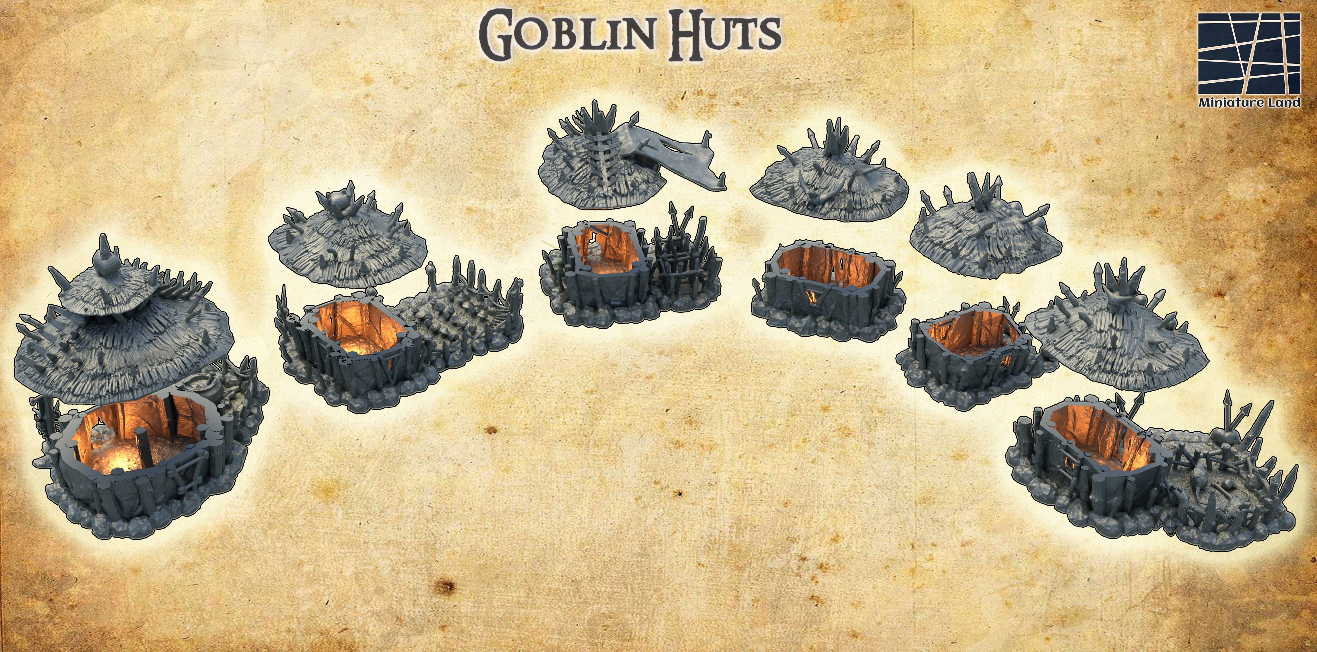 Goblin Huts Tabletop Terrain 28 MM 3D model 3D printable | CGTrader