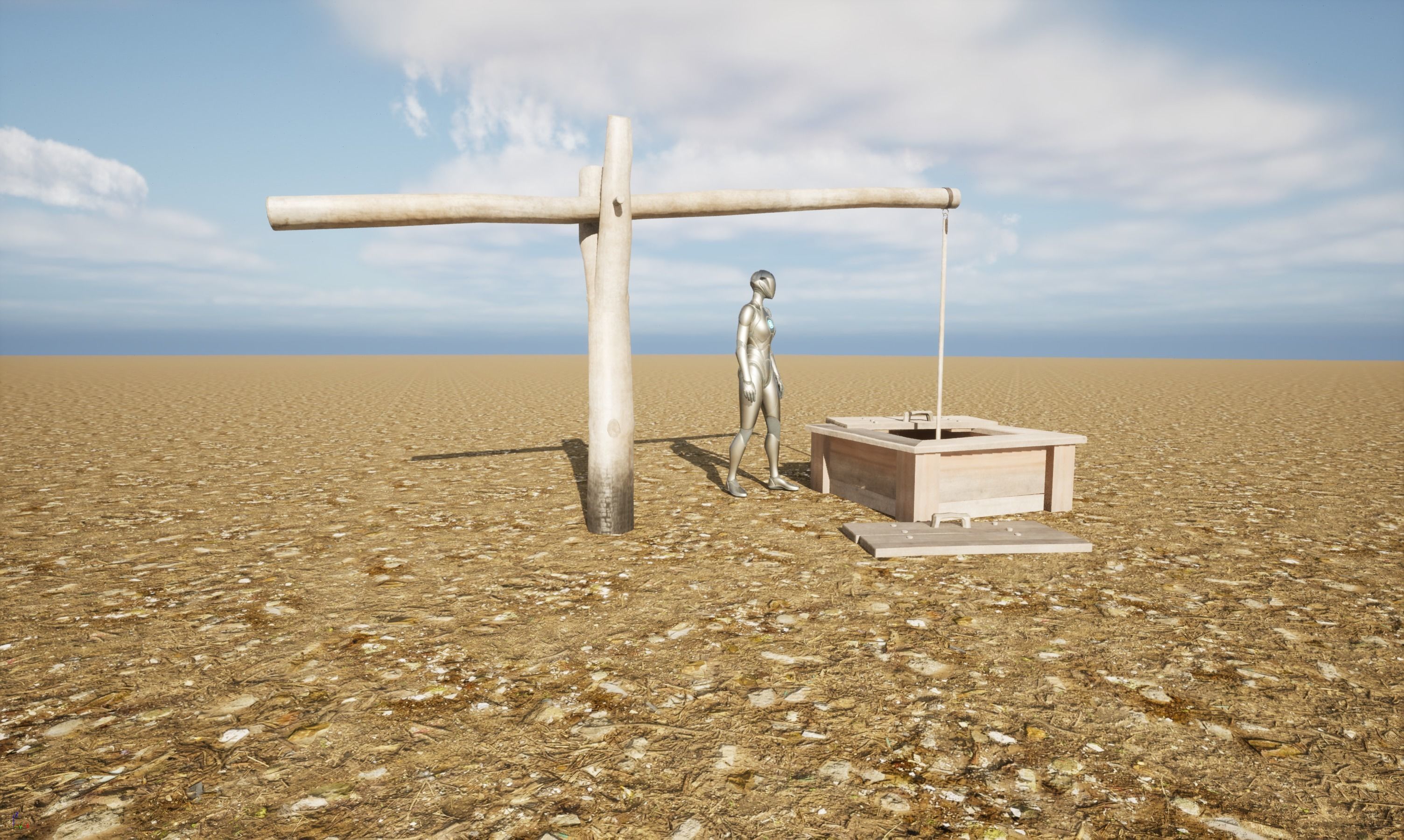 3D model Medieval wooden water well with gallows VR / AR / low-poly ...