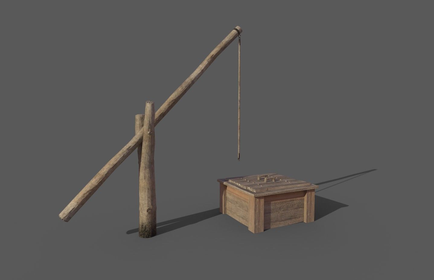 3D model Medieval wooden water well with gallows VR / AR / low-poly ...
