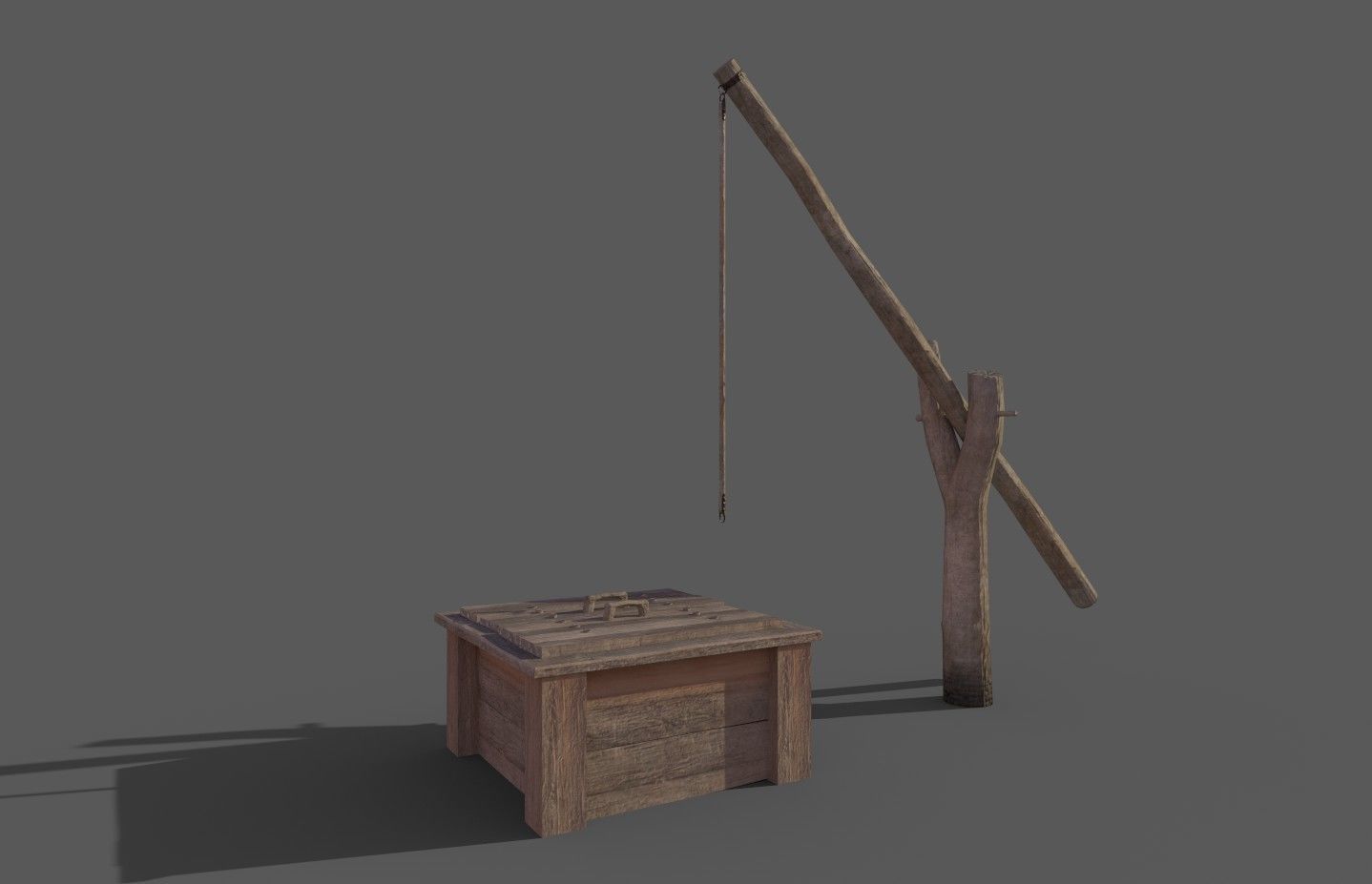 3D model Medieval wooden water well with gallows VR / AR / low-poly ...