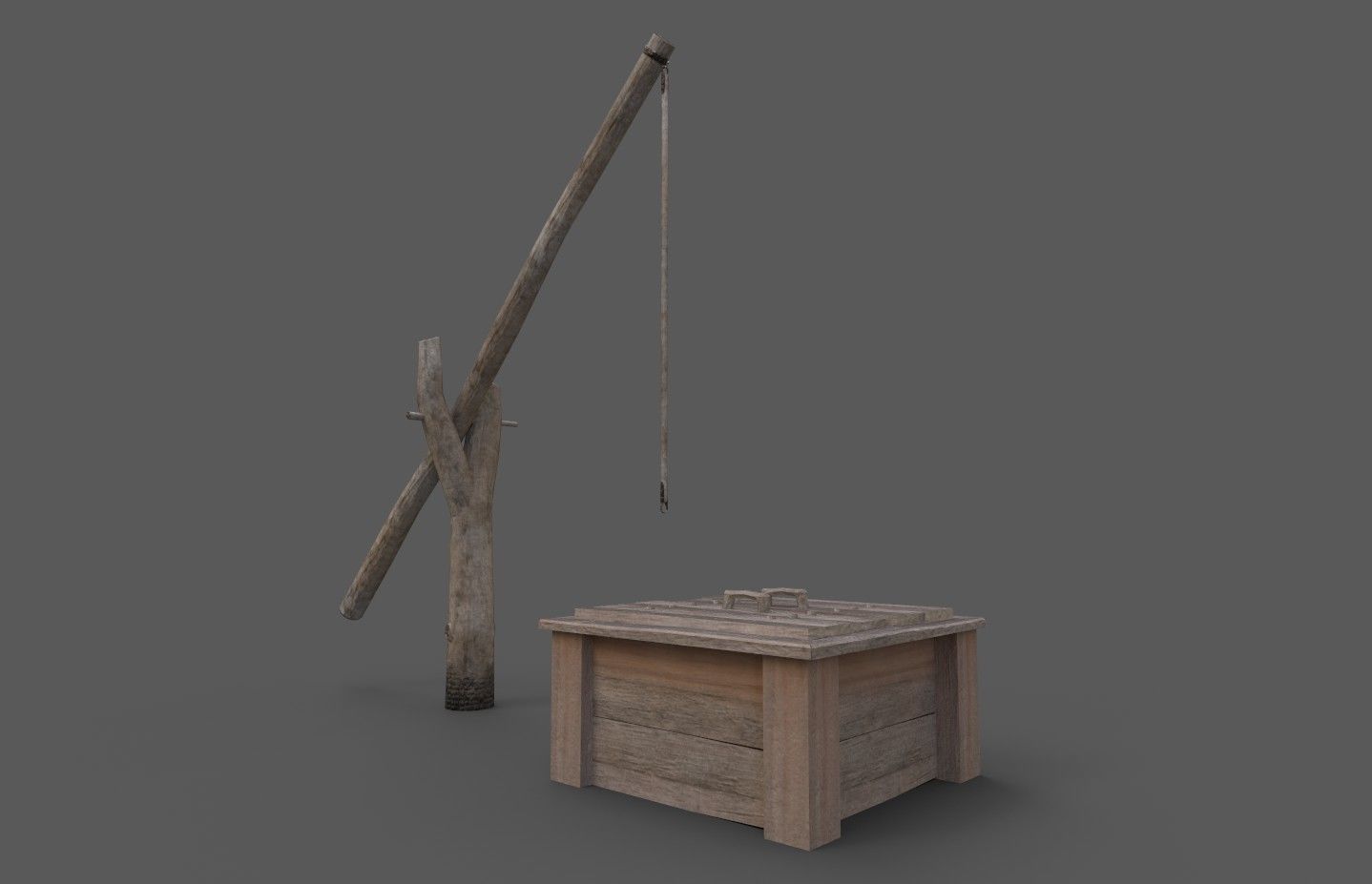 3D model Medieval wooden water well with gallows VR / AR / low-poly ...